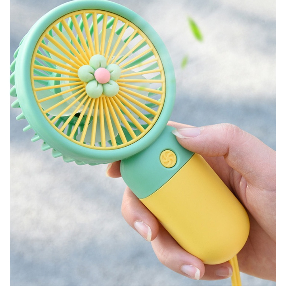 Cute Flower Portable Mini Handheld Electric Fan USB Rechargeable Small ...