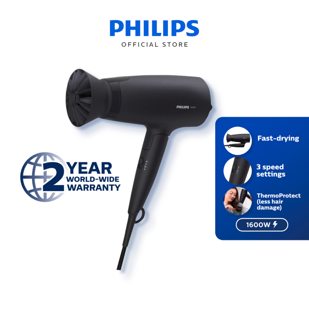 Philips 3000 Series Hair Dryer, 1600W Foldable BHD308/10 | Shopee Philippines