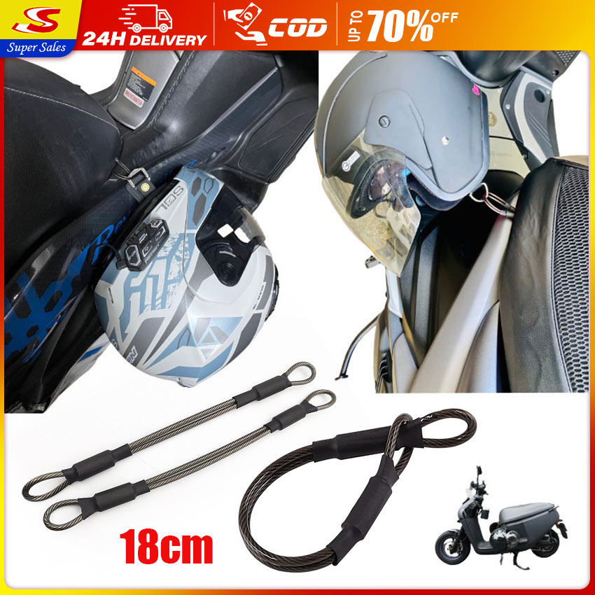 【SuperSales】18cm Motorcycle Helmet Lock Wire Anti-theft Strong Steel ...