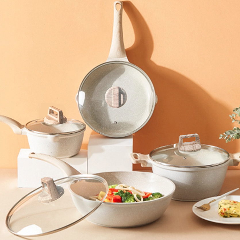 Non Stick Frying Pan kitchen cookware set 4 pcs Kawali wok pot Die-Cast ...