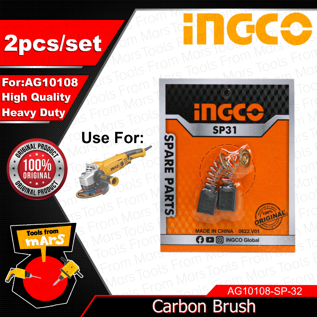 INGCO 2PCS/SET Carbon Brush for Angle Grinder Replacement Part Carbon ...