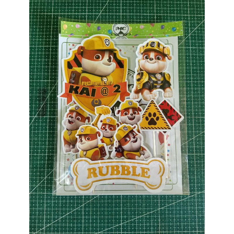(Marie'shop)Paw Patrol Rubble theme Cake Topper D2 | Shopee Philippines