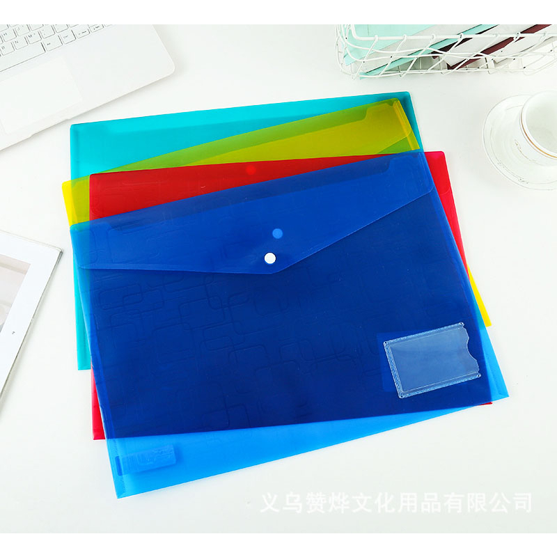 Connie Transparent Colored Plastic Envelope Document Bag Snap button ...
