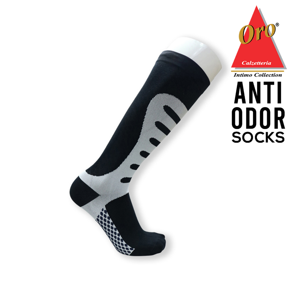 ORO Compression Knee High Sports Socks (1 Pair) Black/White | Shopee ...