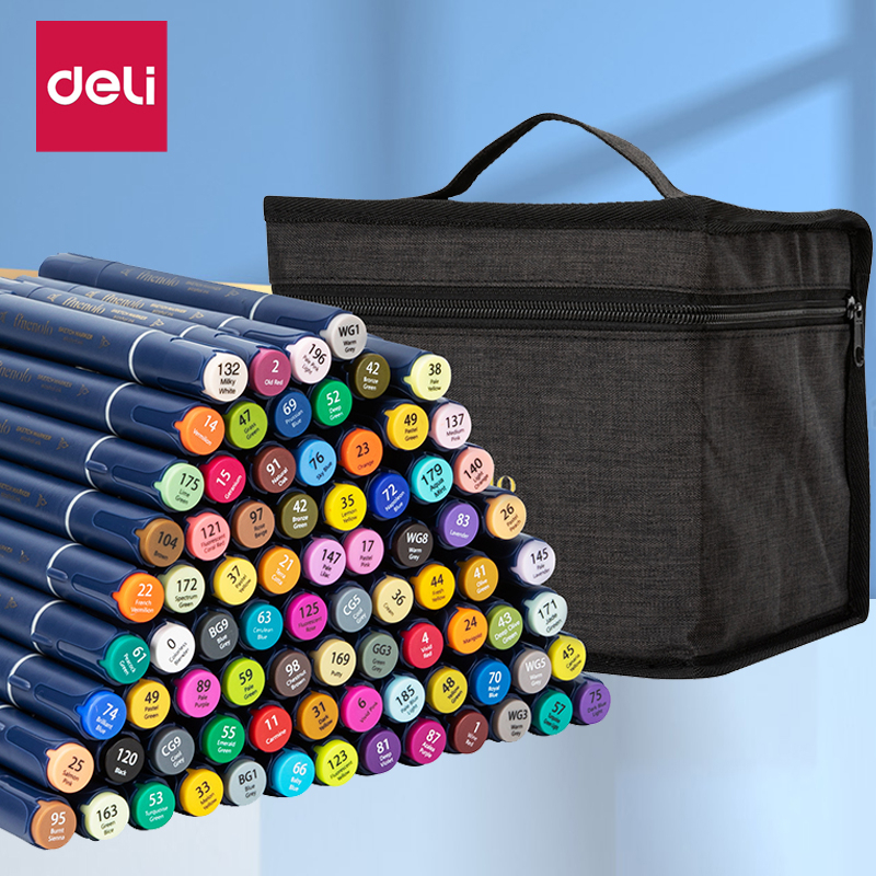 Deli Marker Pen Set 30/40/60/80 Colors Alcohol Marker Art Marker ...
