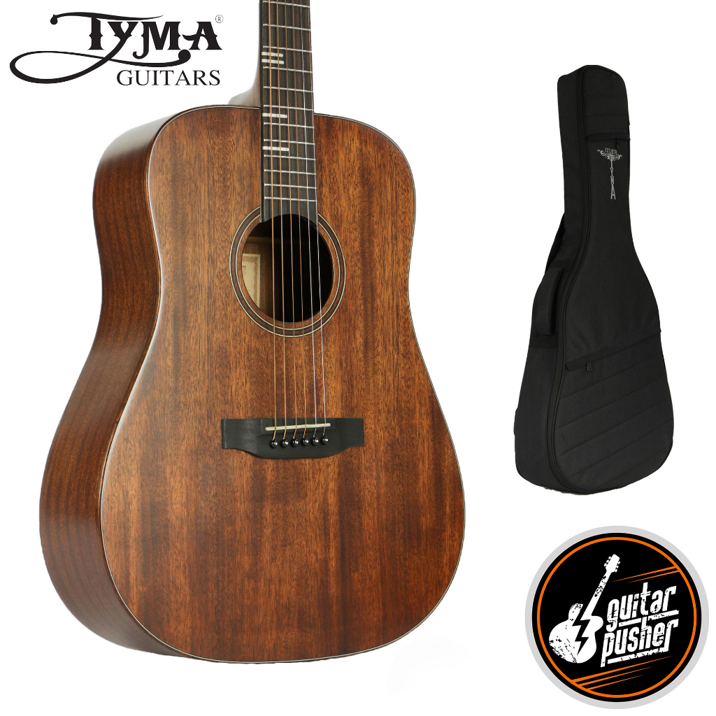 Tyma HD-350ME Solid Mahogany Top Mahogany Dreadnought Acoustic-Electric ...