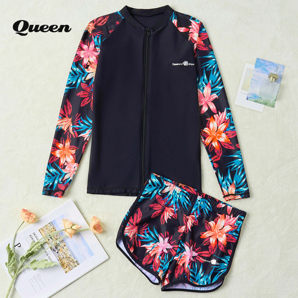 【Queen】Rush Guard Terno Swimwear Swim Set Rashguard Swimming Shorts ...