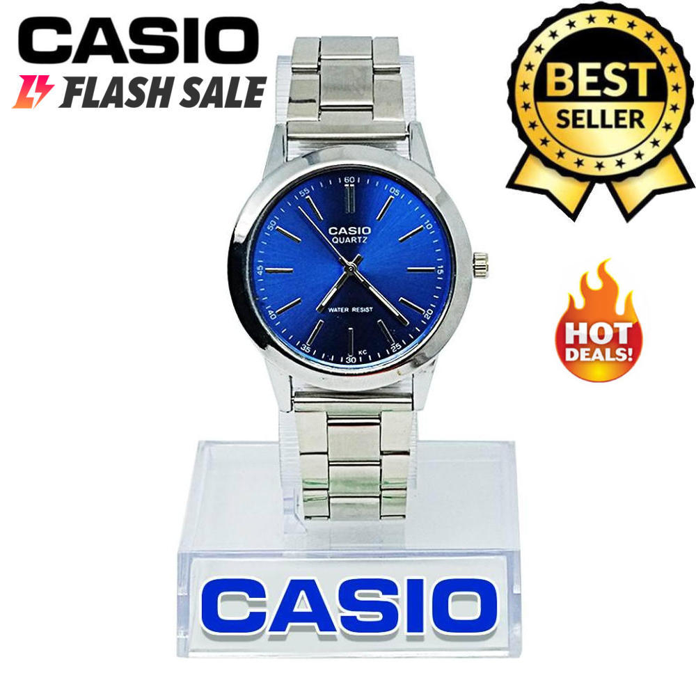 Casio Quartz Kc Blue Dial Stainless Steel Watch for Men(Silver ...