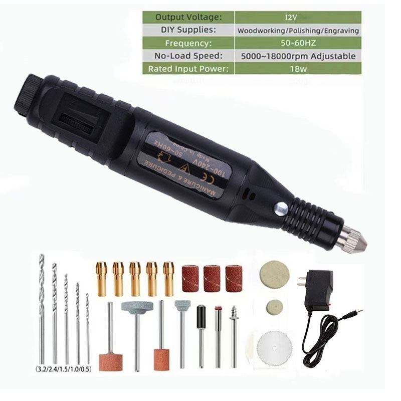 12V DC Mini Electric Drill Set Mini Electric Grinder Power Tools for ...