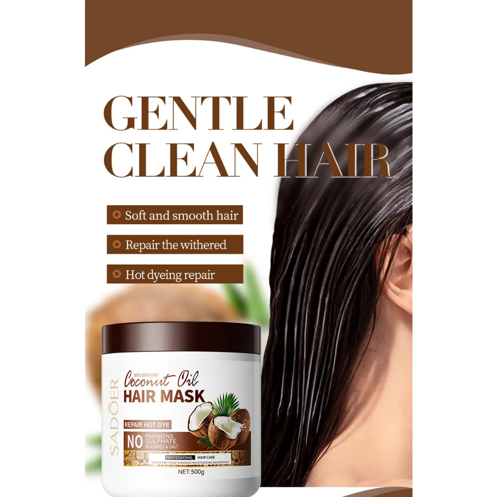 NEW!! SADOER COCONUT OIL HAIR MASK REPAIR HOT DYE 500G | Shopee Philippines