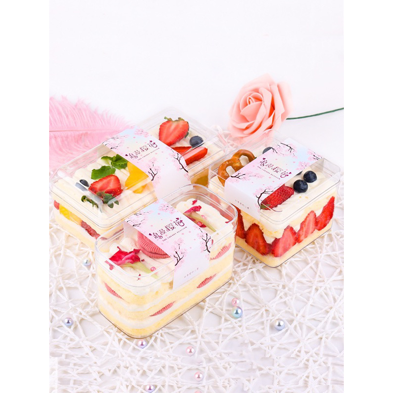 5pcs Acrylic Crystal Box Cake Dessert Box Tiramisu Box Transparent ...