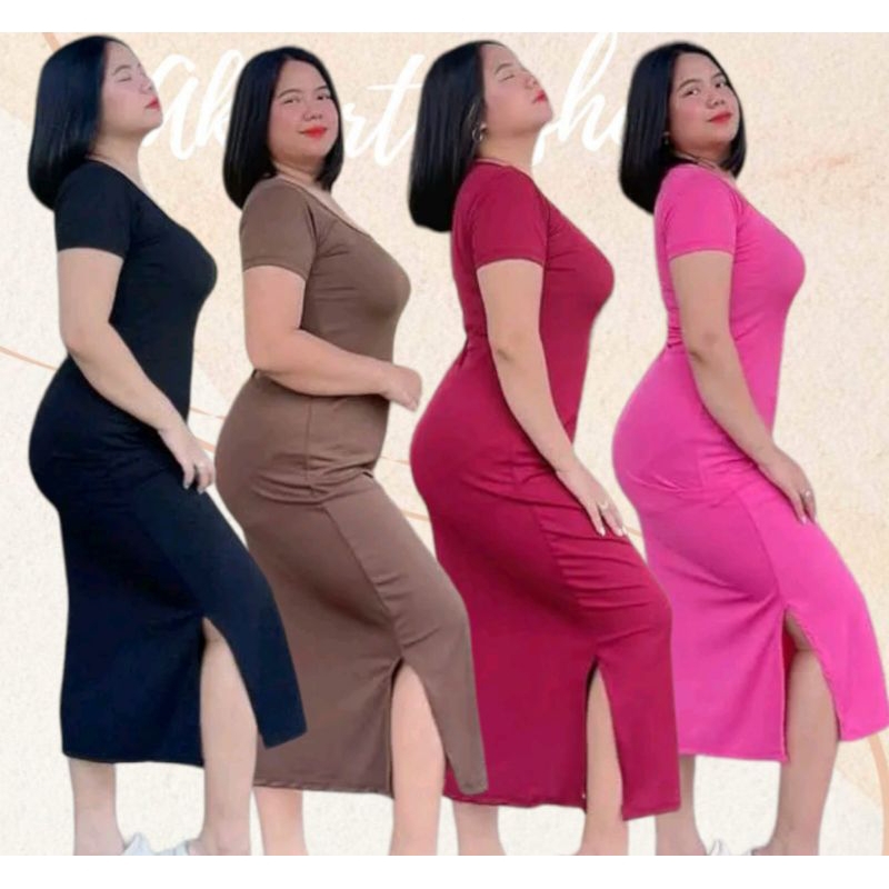 R4| PLUS SIZE Chona long slit dress | XL-2XL | Shopee Philippines