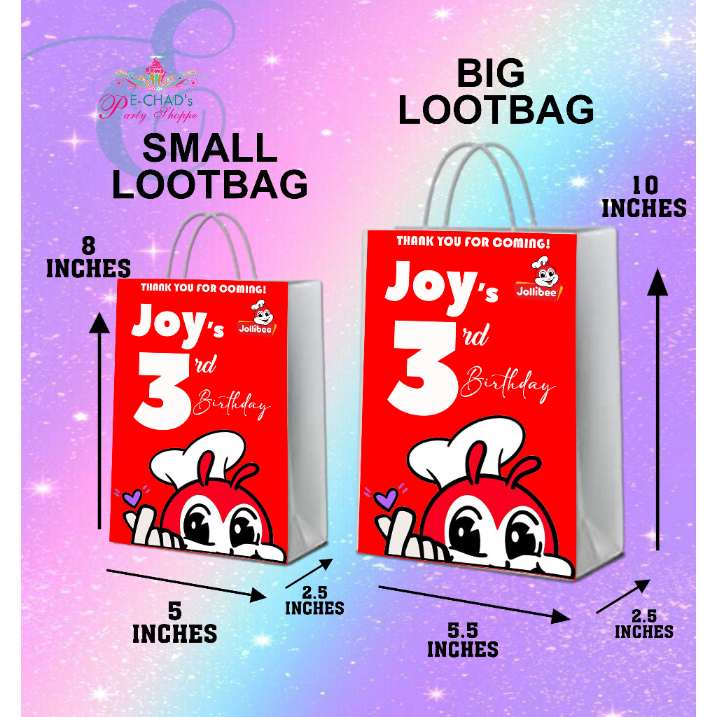 Jollibee customize lootbag / paper bag (10pcs./order) | Shopee Philippines