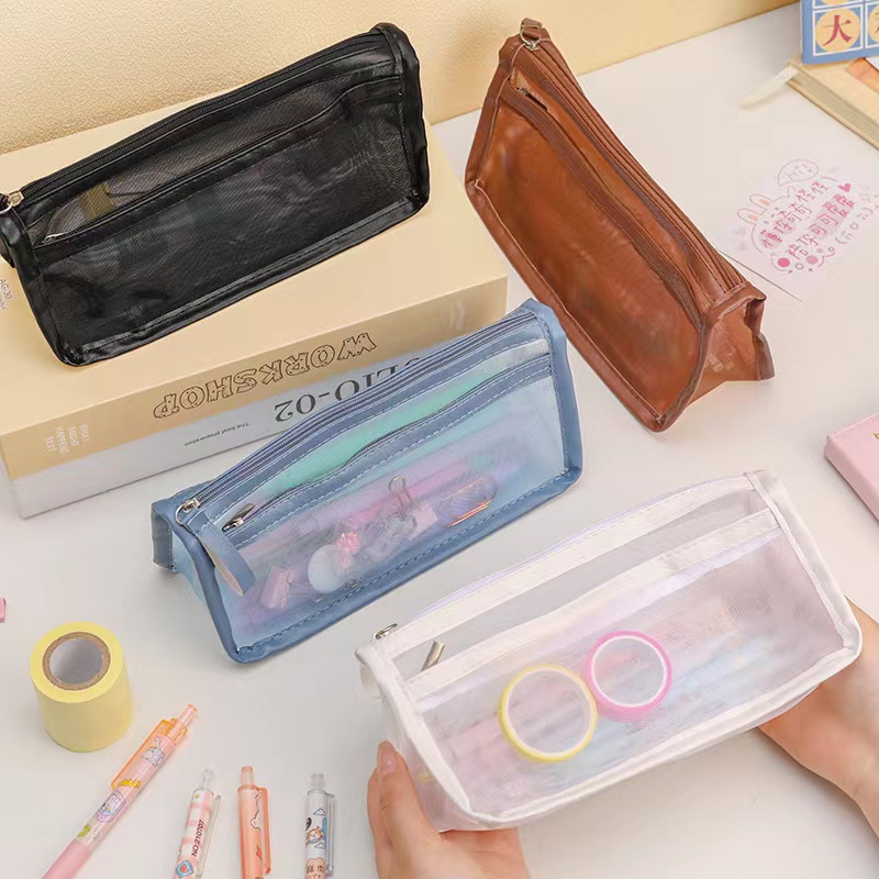Pencil Case mesh Large Capacity Pencil Case Double Layer Simple Solid ... Pencil Case mesh Large Capacity Pencil Case Double Layer Simple Solid ...