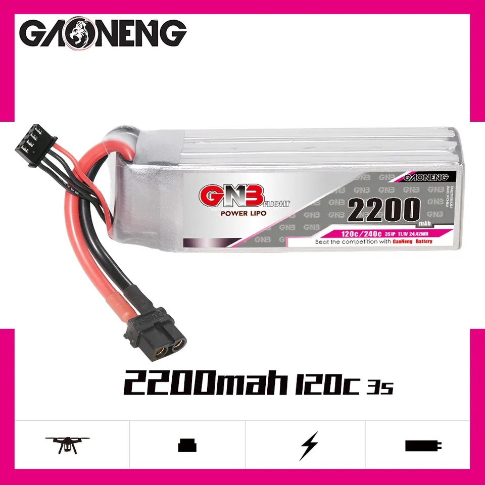 GAONENG GNB 2200mah 3S 11.1V 120C XT60 Air Wing Drone LiPo battery ...