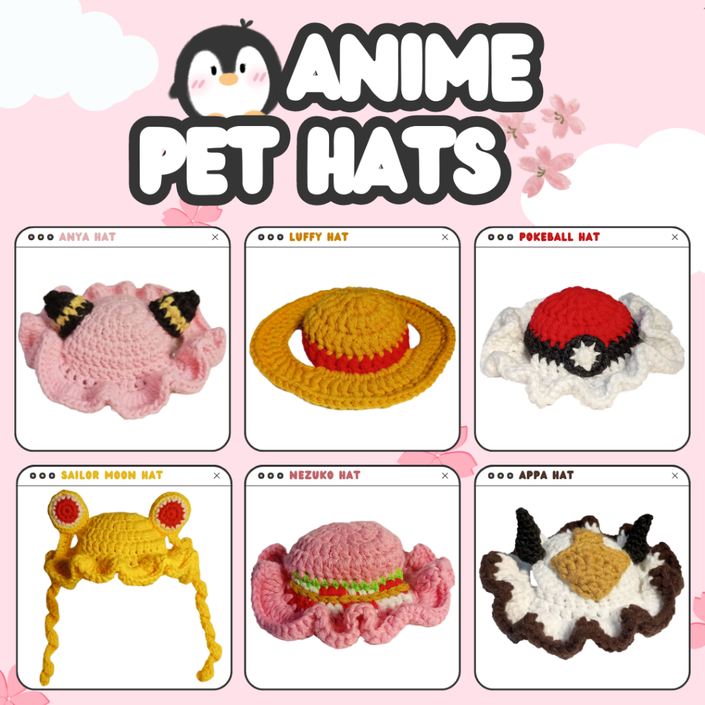 Crocheted Anime Inspired Pet Hats | Shopee Philippines