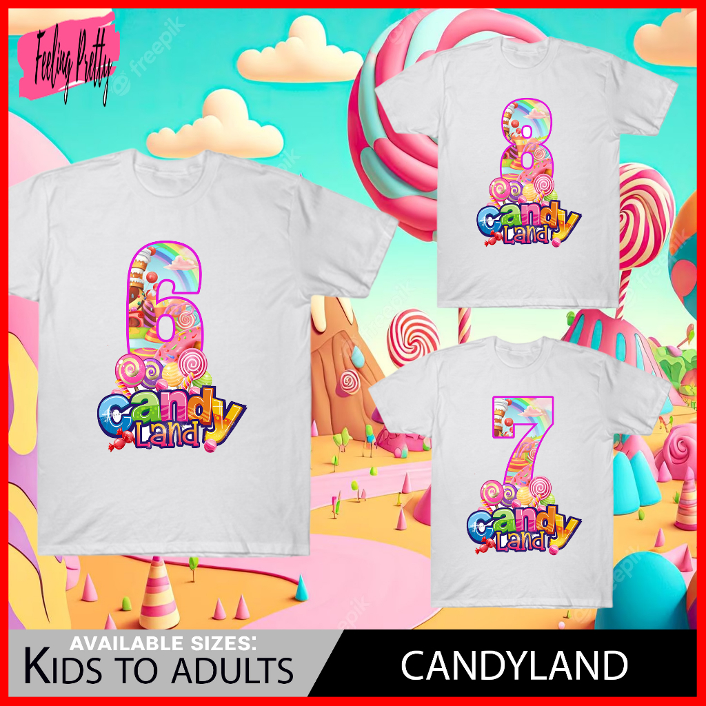 Candyland Number 6 7 8 9 10 Theme Candyland Shirt Kids to Adults Unisex ...