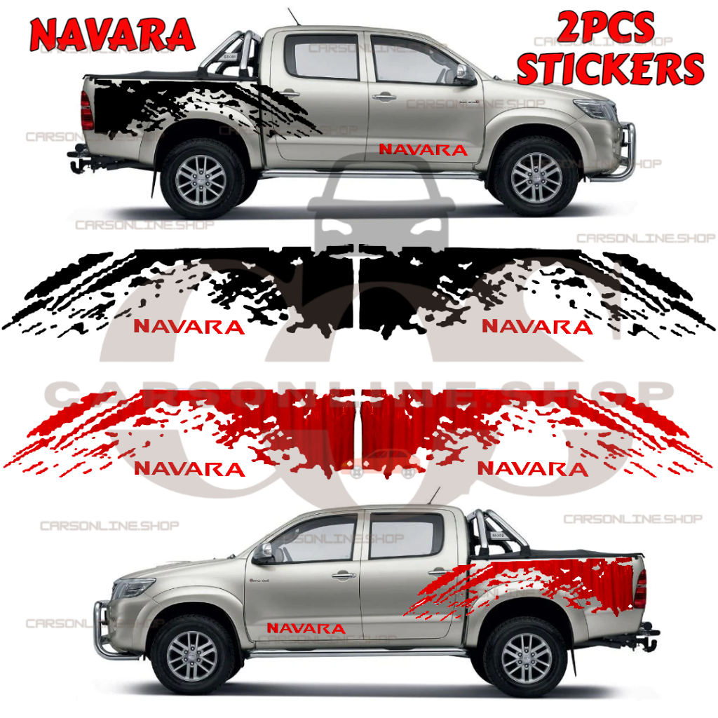 COS 2Pcs Navara Car Rear Trunk Side Sticker Truck Decal Vinyl Flame ...