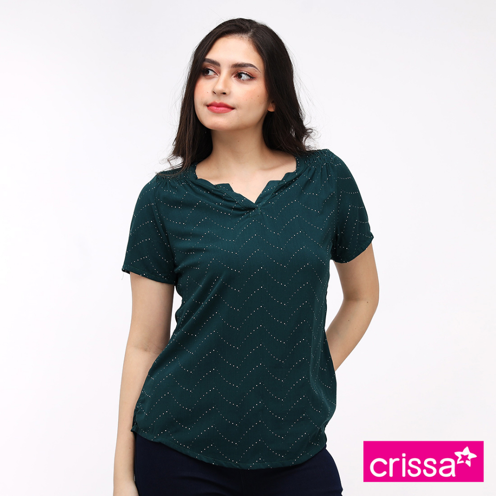 Crissa Woven Printed Rayon Short Sleeves Blouse CST18-0670 | Shopee ...