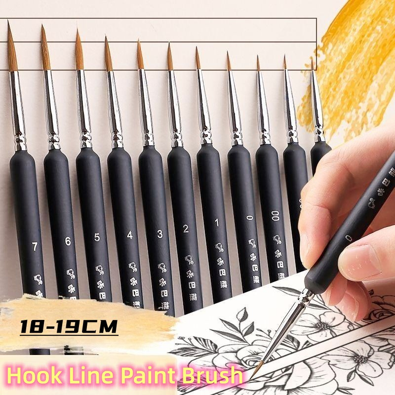 Hook Line Paint Brush Set Watercolor Acrylic Oil Painting Drawing Liner ...