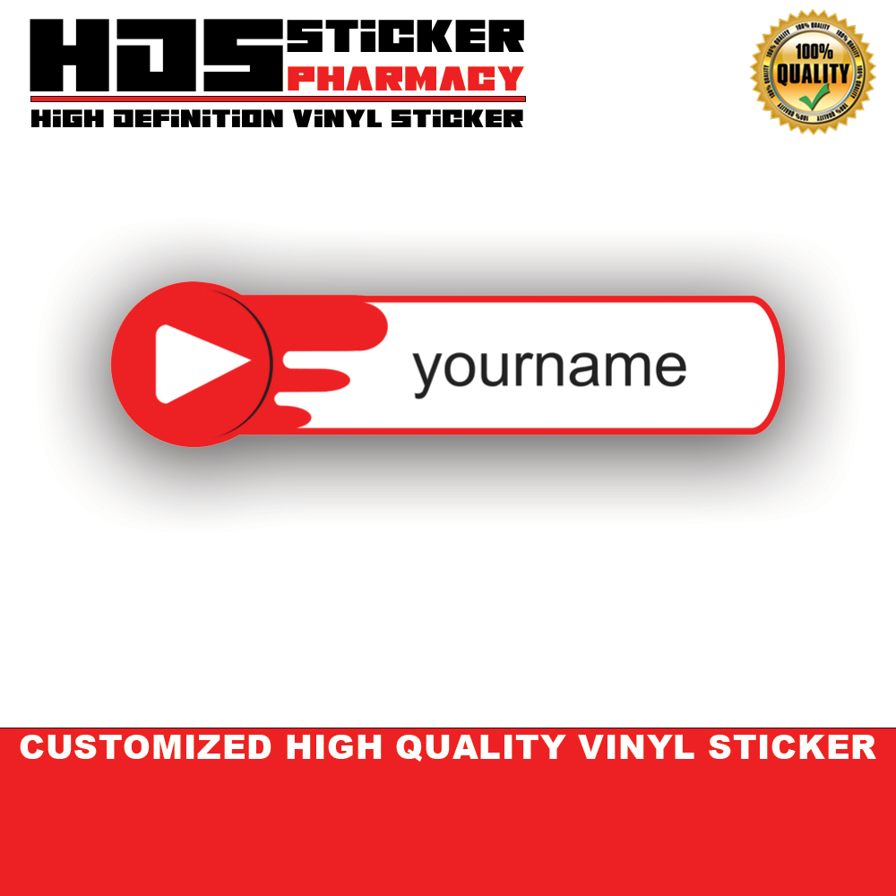 CUSTOMIZED NAME YT (HIGH QUALITY VINYL STICKER) - MACHINE CUT ...
