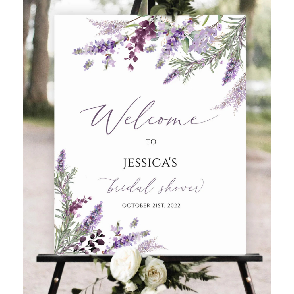 Purple Welcome Signage Board / Minimalist Lilac Wedding Signage ...