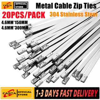 20PCS Metal Cable Zip Ties 304 stainless steel Self-locking Cable Wire ...