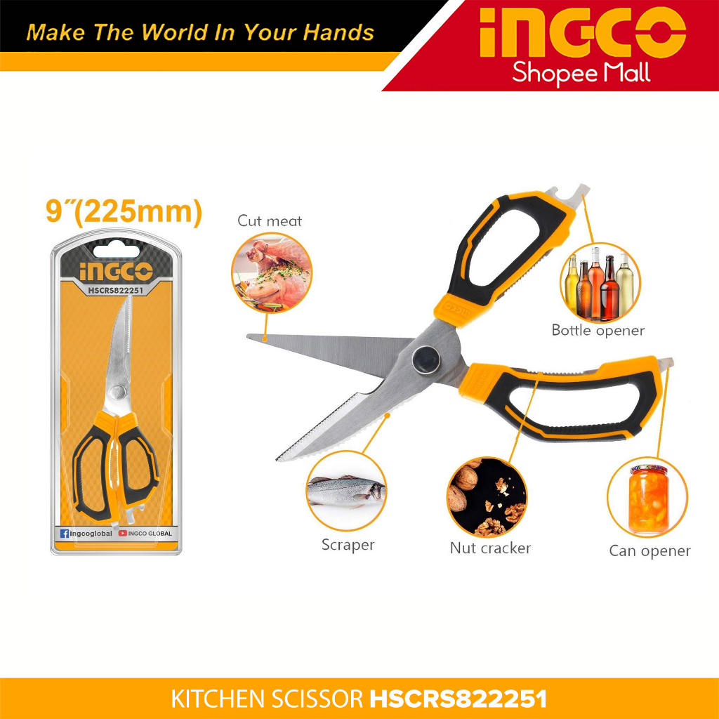 Ingco HSCRS822251 9" Kitchen Multi-Function Scissors 225mm _H | Shopee ...