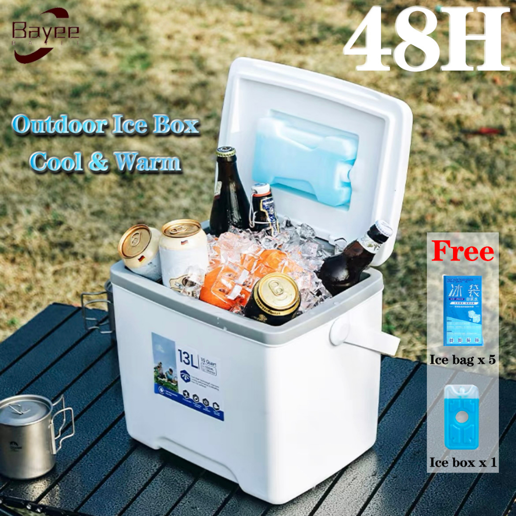 6L/13L Outdoor Ice Box Cooler Chest Insulated With Ice Brick Camping ...