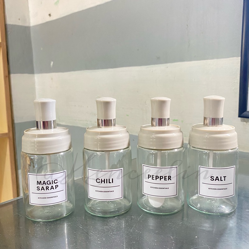 CKS Condiments Bottle Set Container Nordic Transparent Air Tight Nozzle ...
