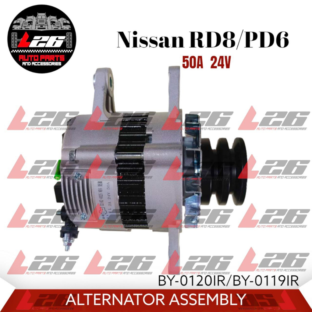 Nissan RD8 PD6 Alternator Assembly 50A 24V Double Pulley w/o Vacuum BY-0120IR/BY-0119IR | Shopee ...