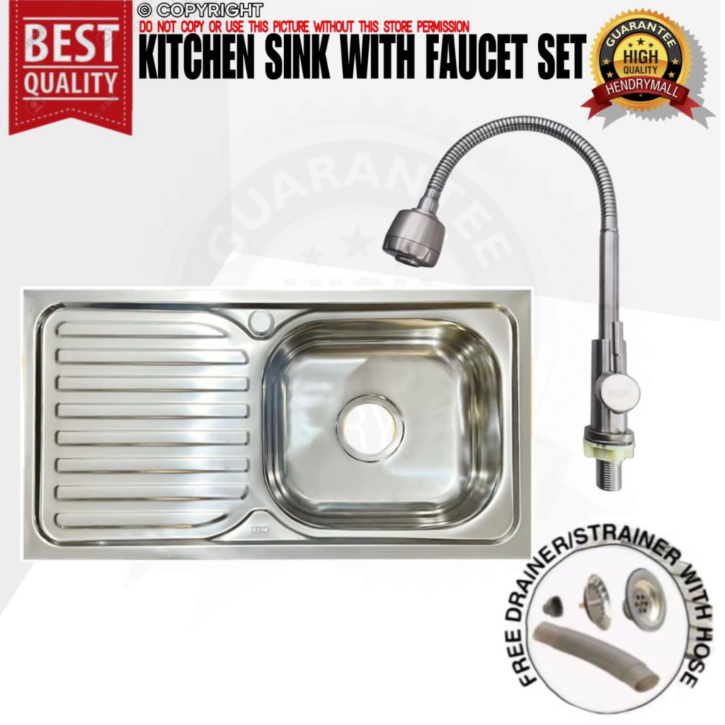 SUS304 CXC STAINLESS STEEL KITCHEN SINK WITH DRAIN-BOARD FREE FITTING ...