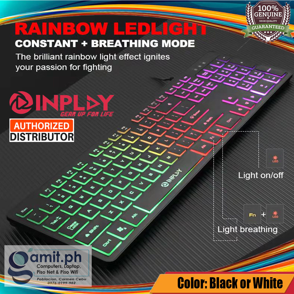 INPLAY Kb066 Usb Wired Rgb Smooth Touch Silent Keyboard Black White For ... INPLAY Kb066 Usb Wired Rgb Smooth Touch Silent Keyboard Black White For ...