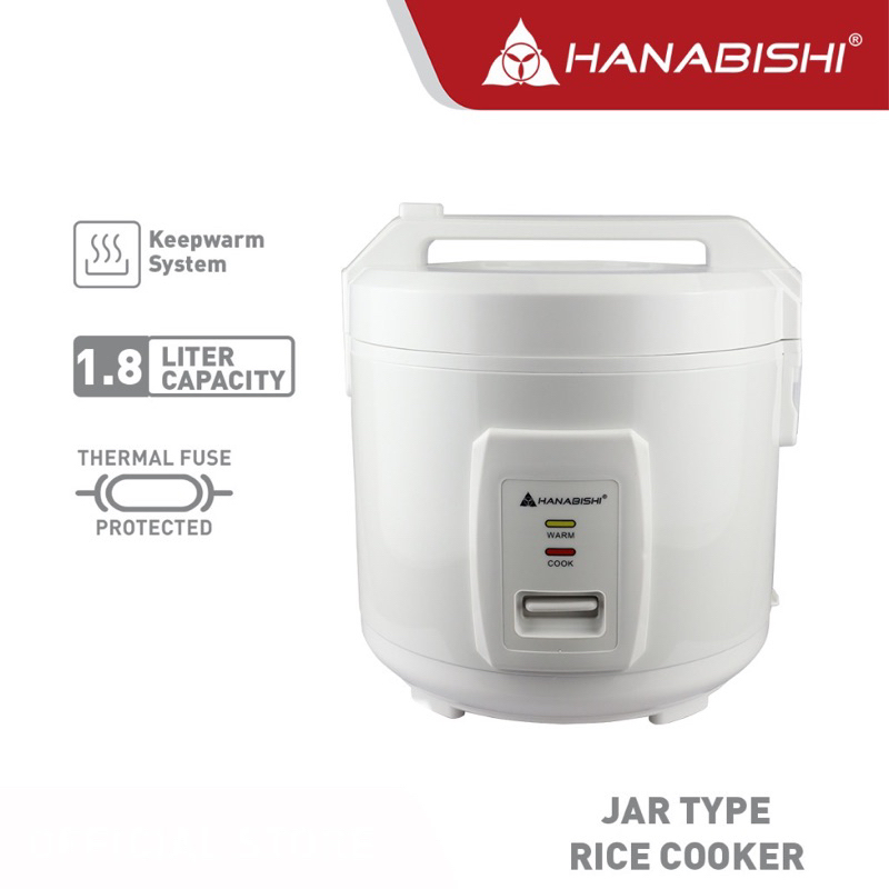 Hanabishi Automatic Rice Cooker Aesthetic White 1.8L HJC-18WHT | Shopee ...