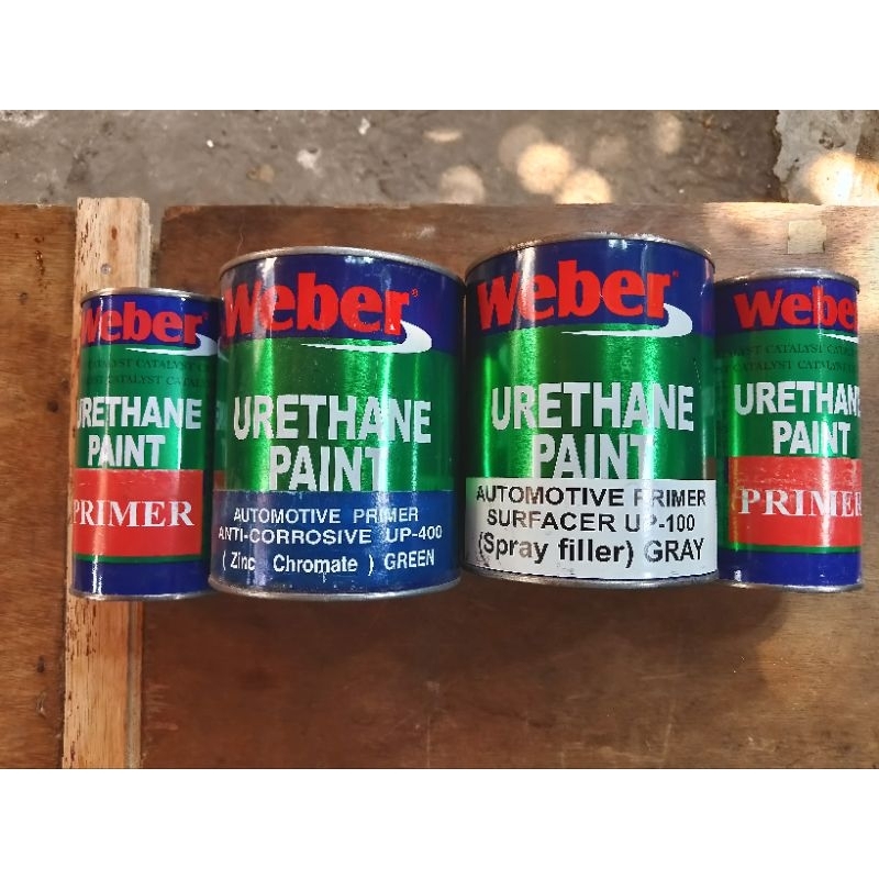 WEBER URETHANE AUTOMOTIVE PRIMER SURFACER (SPRAY FILLER) GRAY W/ CATALYST/ZINC CHROMATE GREEN ...
