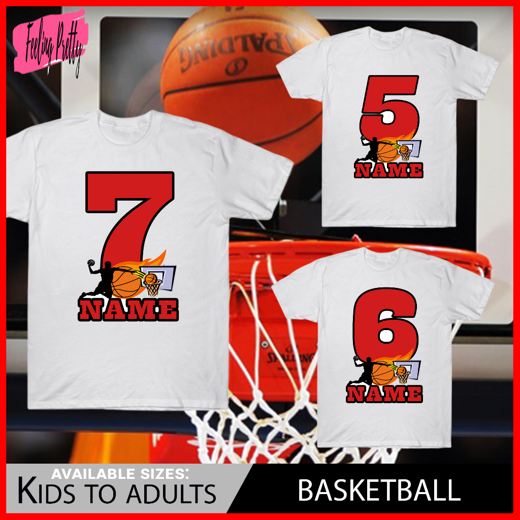 Basketball Number Theme Birthday Shirt 6 7 8 9 10 for Kids to Adults ...
