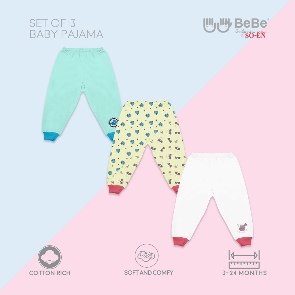 BeBe By SO-EN Baby 3in1 All Aboard 2 Cotton Rich Pajamas | Shopee ...