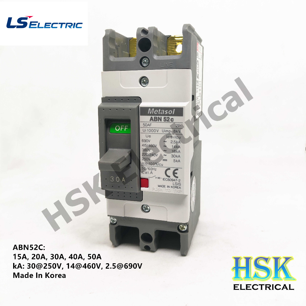 15A to 250A ABN 2pole LS Electric MCCB Molded Case Circuit Breaker ABN52C ABN62C ABN102 ABN202C ...