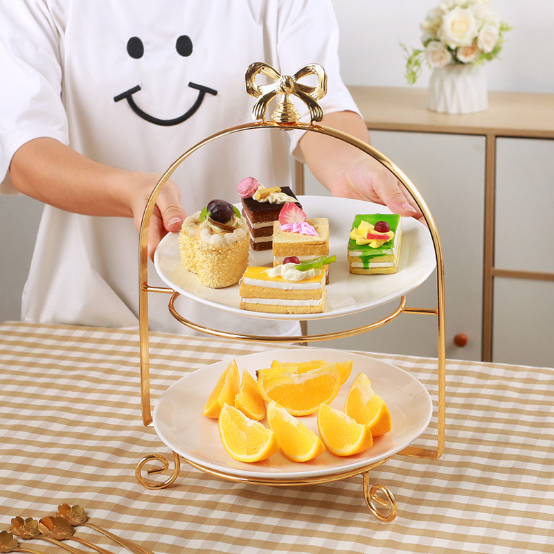Kitchen Plus Multi Tier Gold Display Cake Stand and Fruit Stand with ...