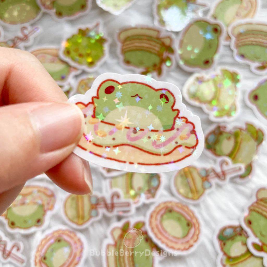 Cute Frog Matcha Desserts Die Cut Vinyl Sticker Pack / Sticker Flakes ...