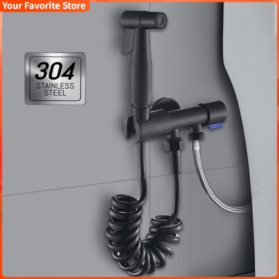 Heavy Duty SUS304 4in1 Black Bidet Spray Set With Valve Stainless Steel ...