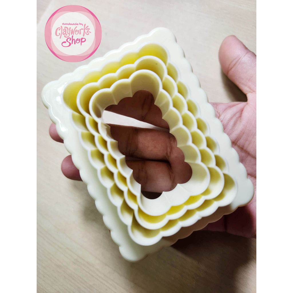 Rectangle Scallop Frame Cutter Mold 3Pcs/ Set for Polymer Clay Air Dry ...