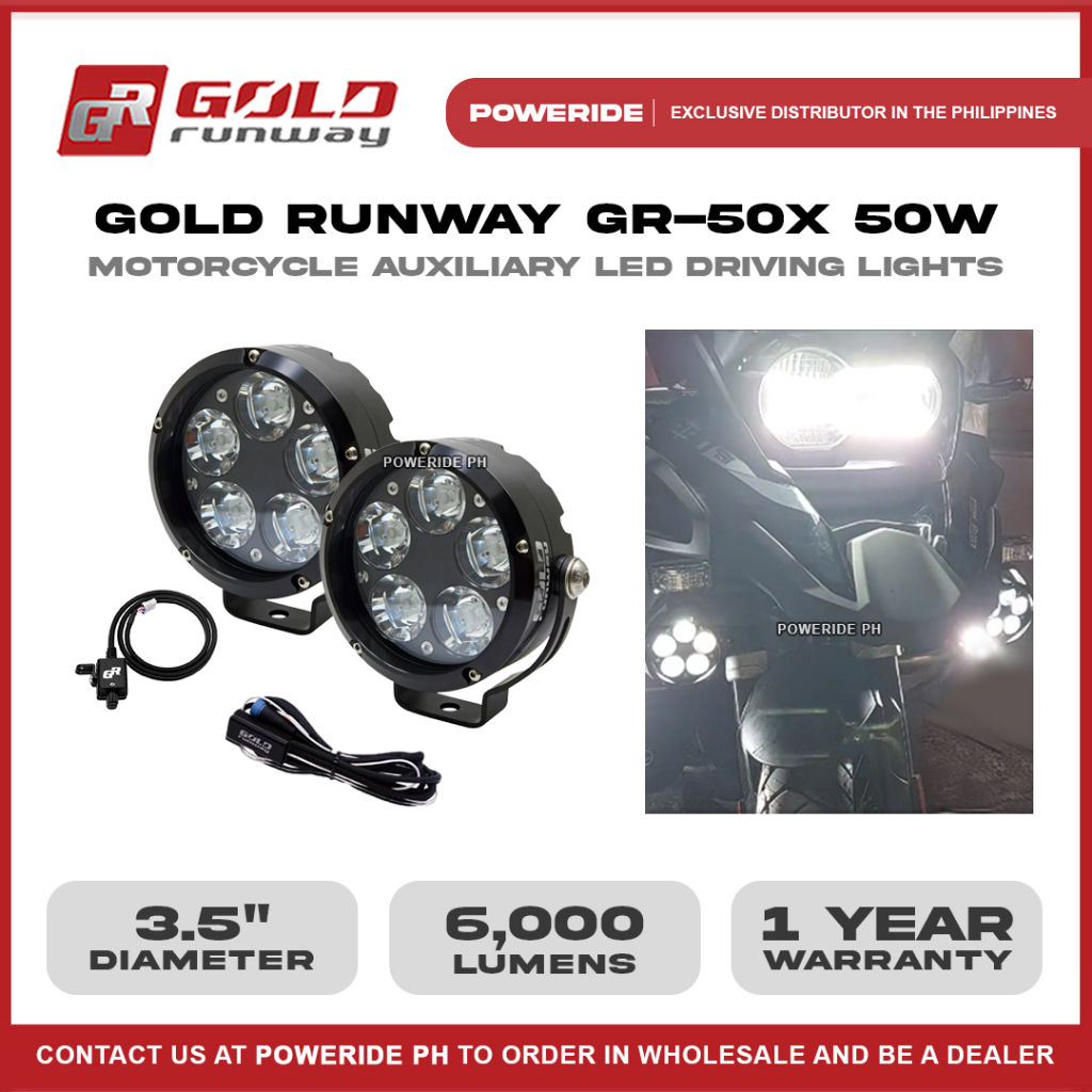 Gold Runway Motorcycle Auxiliary Driving Lights with Warranty | Shopee ...