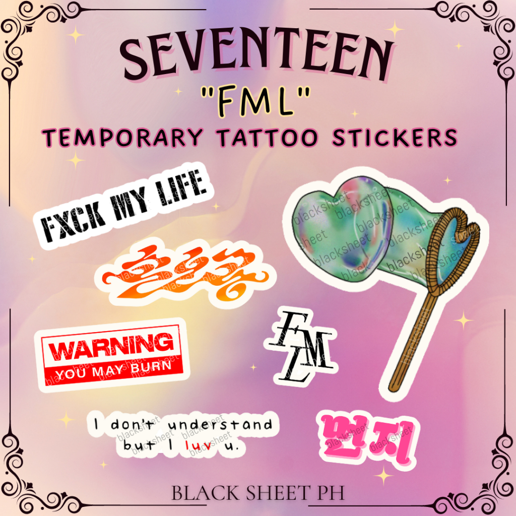 SEVENTEEN FML INSPIRED TEMPORARY TATTOO STICKER SET | Shopee Philippines