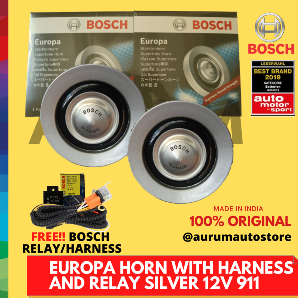 Bosch Europa Horn with relay and harness silver 911 12V | Shopee ...