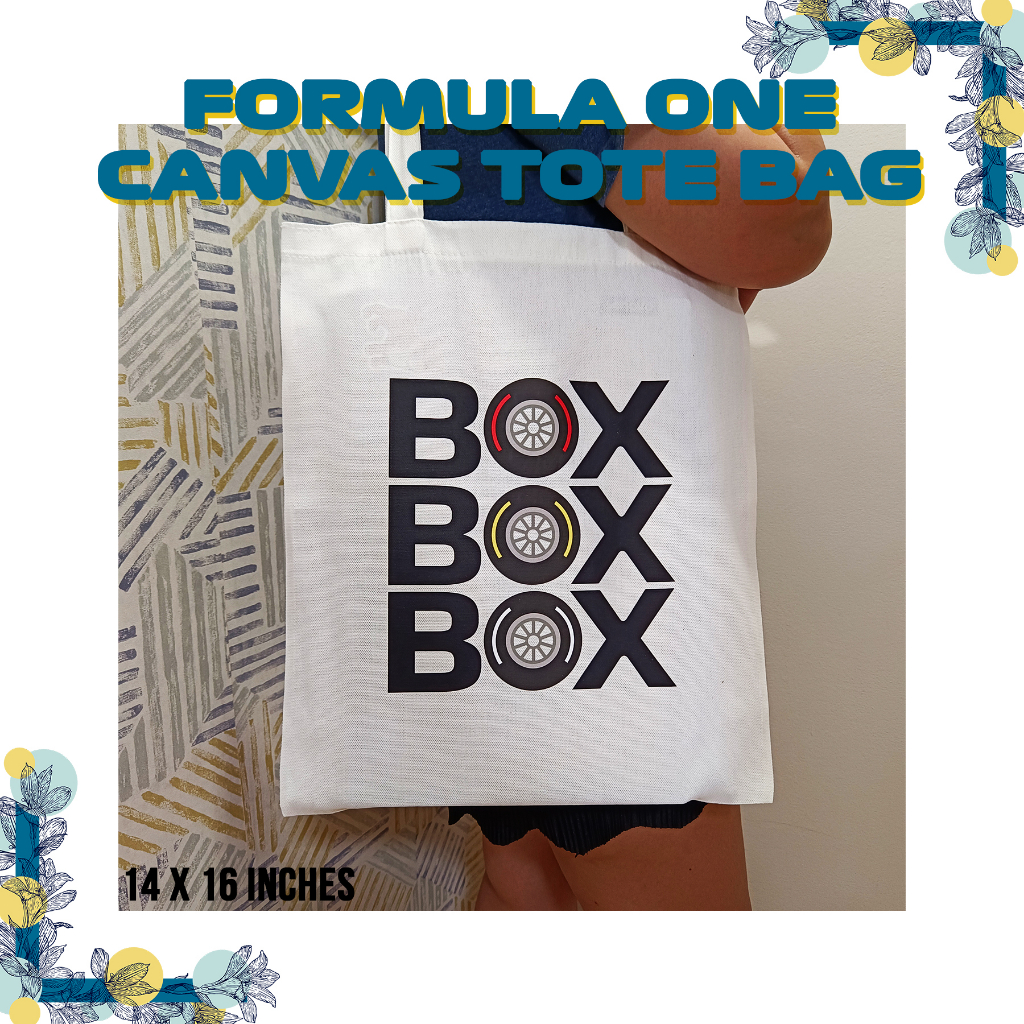 F1 Formula 1 "BOX BOX BOX" Canvas Tote Bag 14x16inches | Shopee Philippines