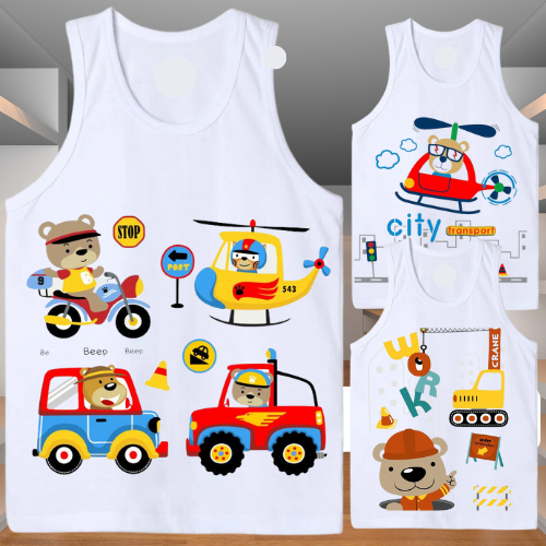 Kids Sando Top for Boys 1-8 years Old Assorted Cartoon Animals on ...