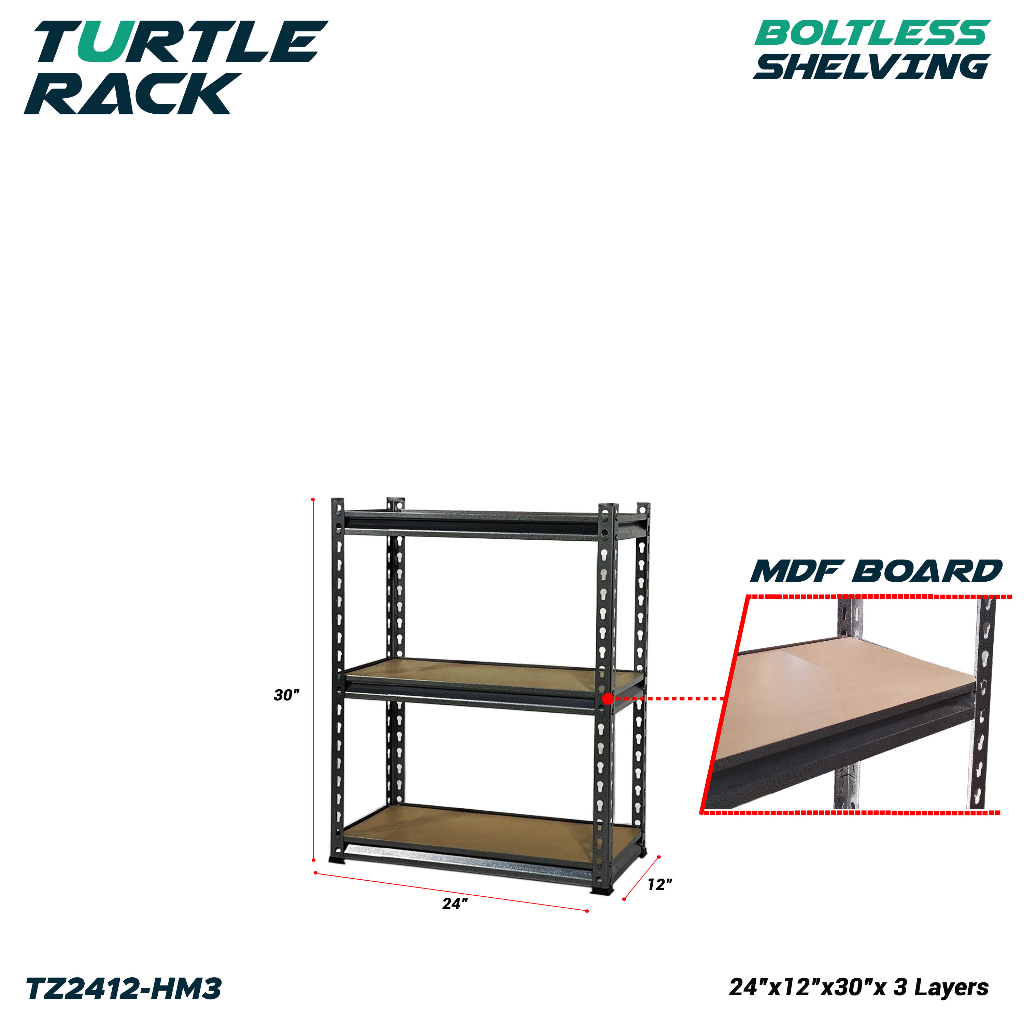 TURTLE RACK Boltless Steel Rack 3/4/5 Layers All-Metal/MDF Shelving ...