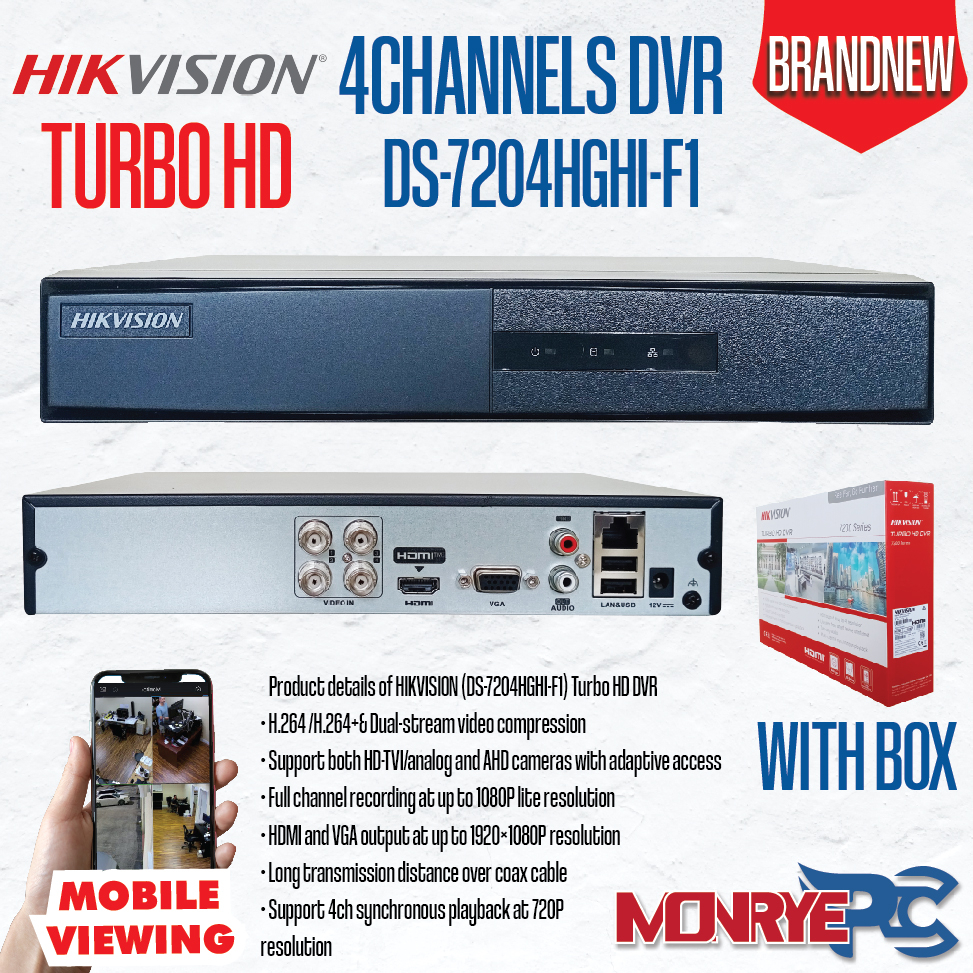DVR - 4 Channel - HIKVISION -DS 7204HGHI-F1 - Brand New for CCTV System ...