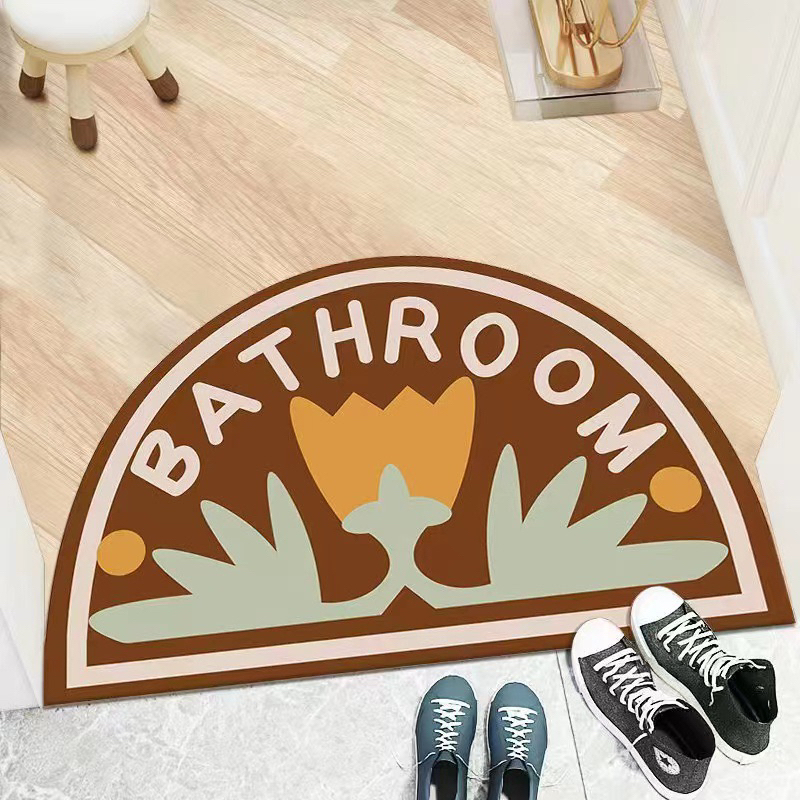 INS Style Bath Mat Door Mat Semicircle Shape Non-Slip Bathroom Floor ...
